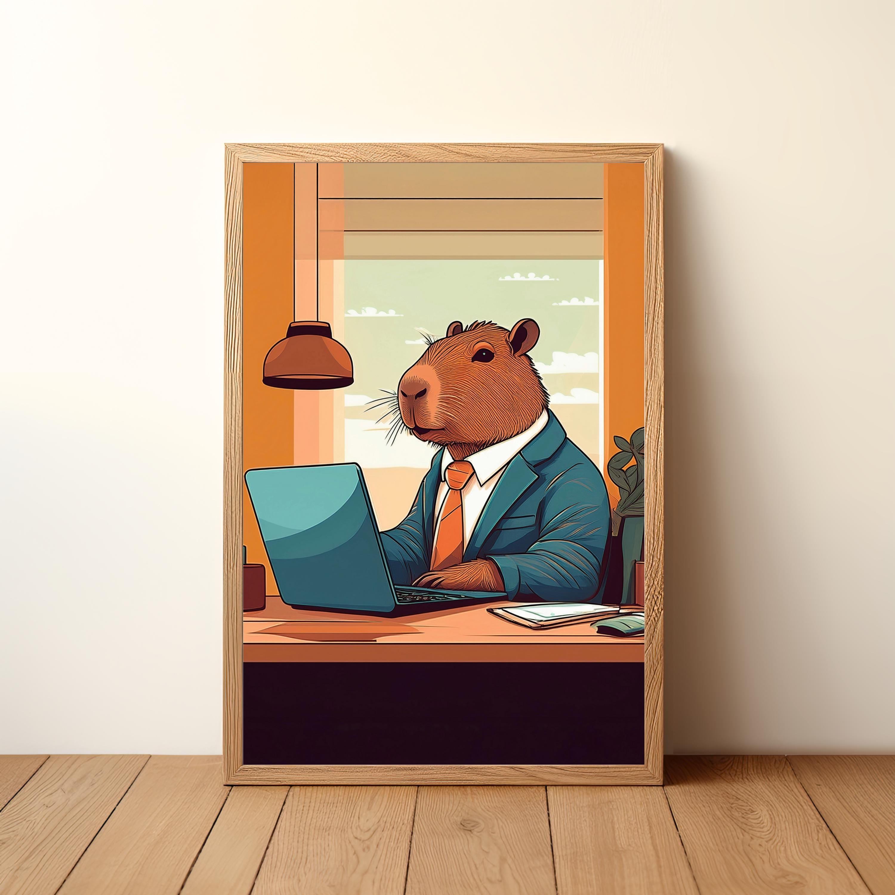 Capybara Office Wall Art – Funny Animal Work Poster, Cute Capybara at ...