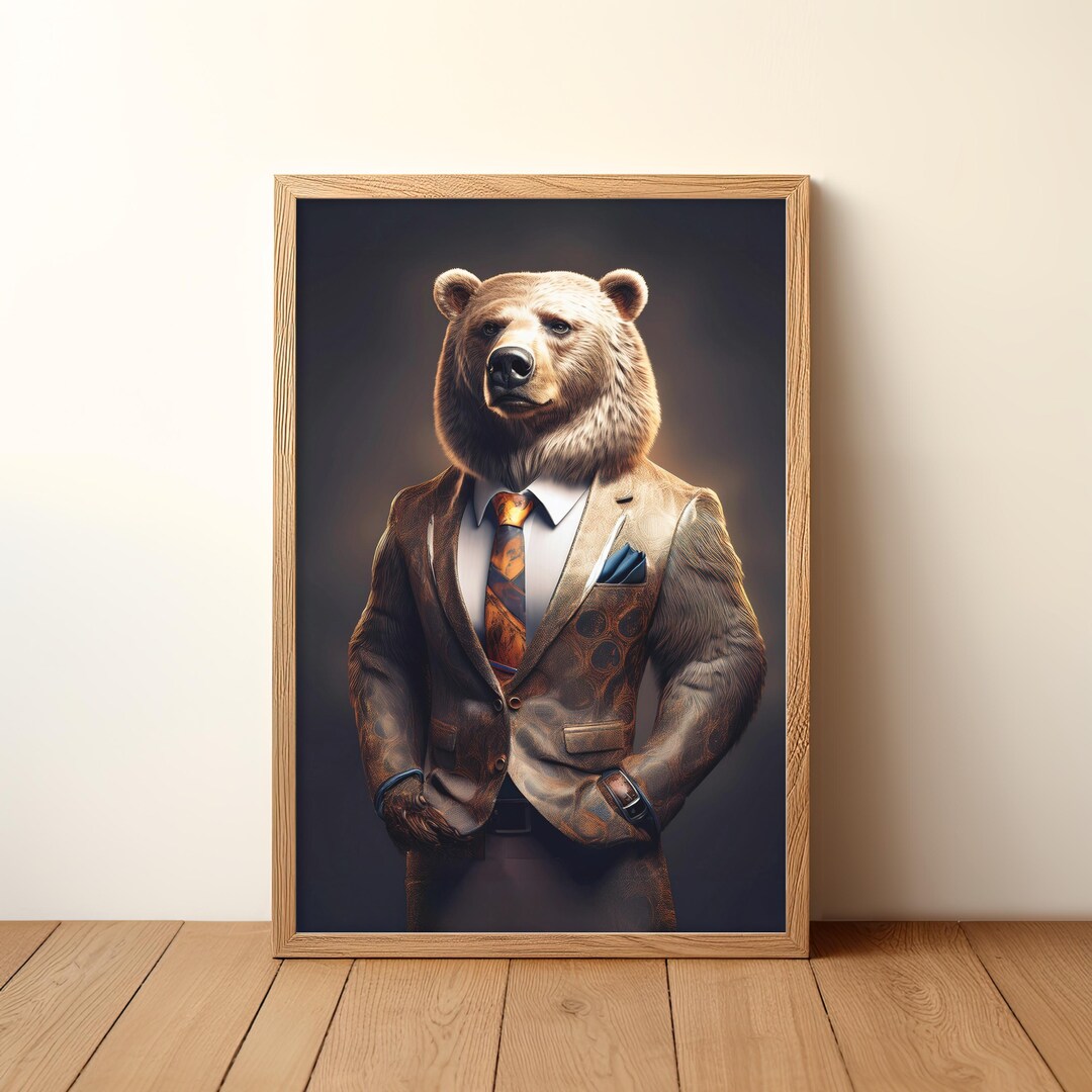 Grizzly Bear Executive Art Print: Stylish Office Decor - Etsy