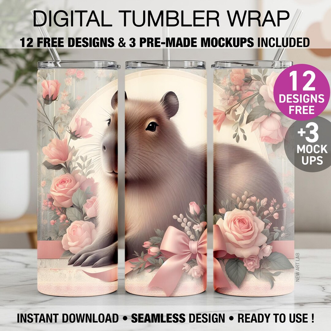 Cute Capybara Tumbler Wrap Be Happy 20 Oz Sublimation Tumbler PNG 20oz ...