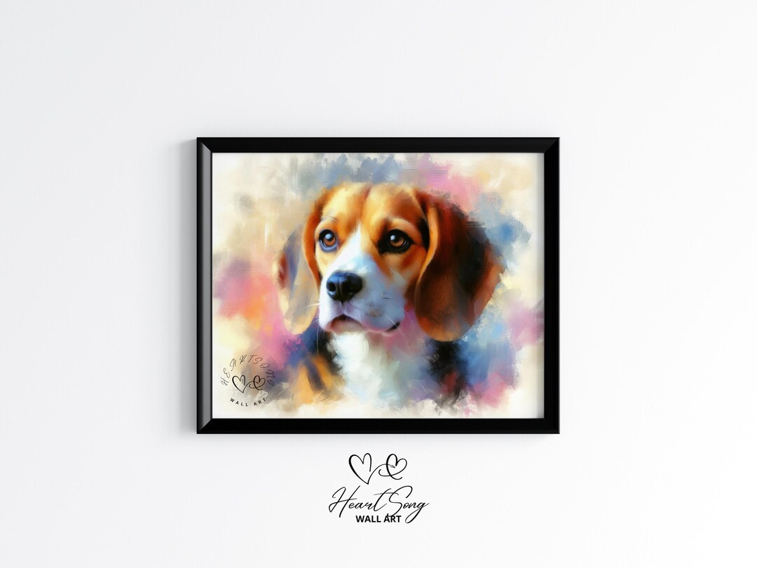 Beagle Dreamy Watercolor Painting - Soft Pastel Dog Print, Elegant Pet ...