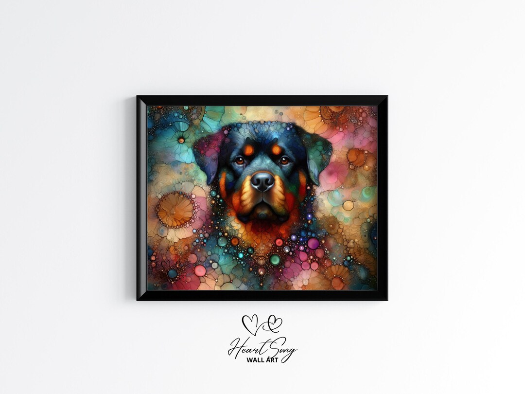 Rottweiler Printable Dog Painting, Rustic Abstract Wall Art With ...