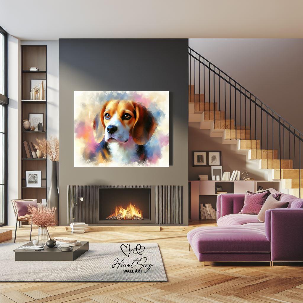 Beagle Dreamy Watercolor Painting - Soft Pastel Dog Print, Elegant Pet ...