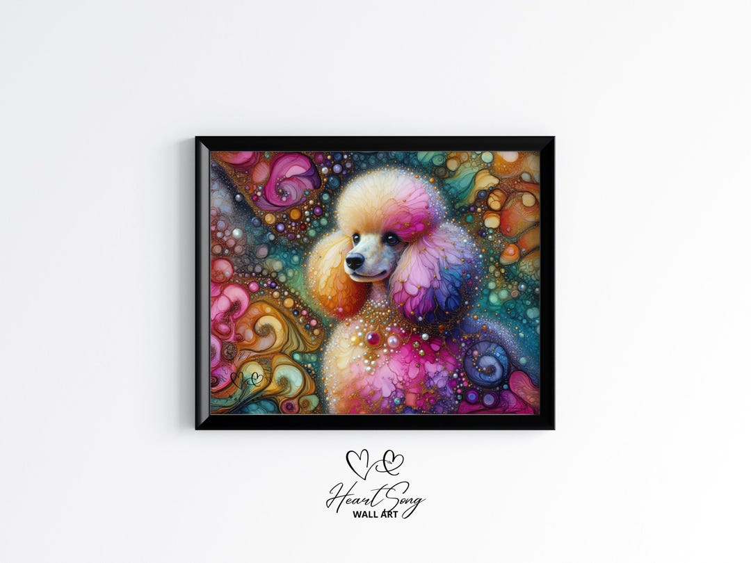 Poodle Printable Dog Painting, Rustic Abstract Wall Art as a Vibrant ...