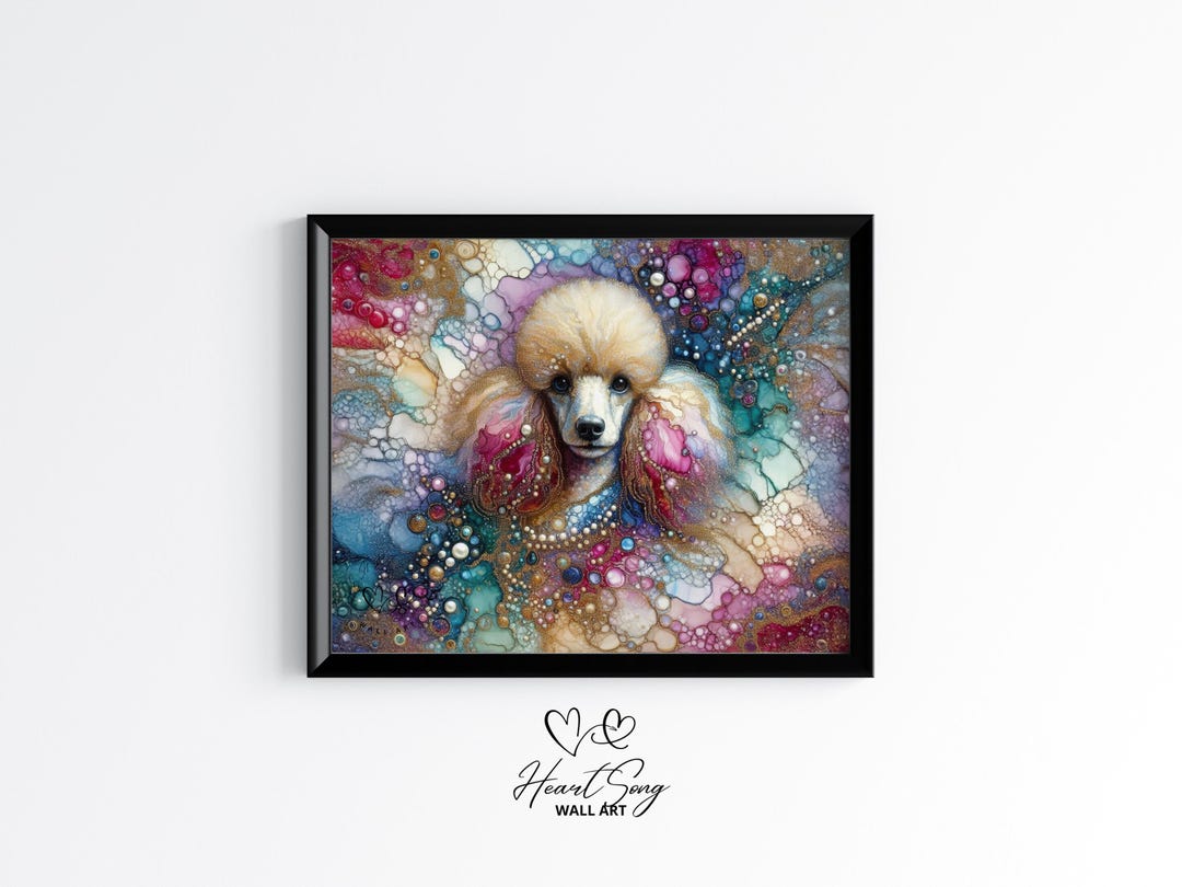 Poodle Printable Dog Painting, Rustic Abstract Wall Art in Modern ...