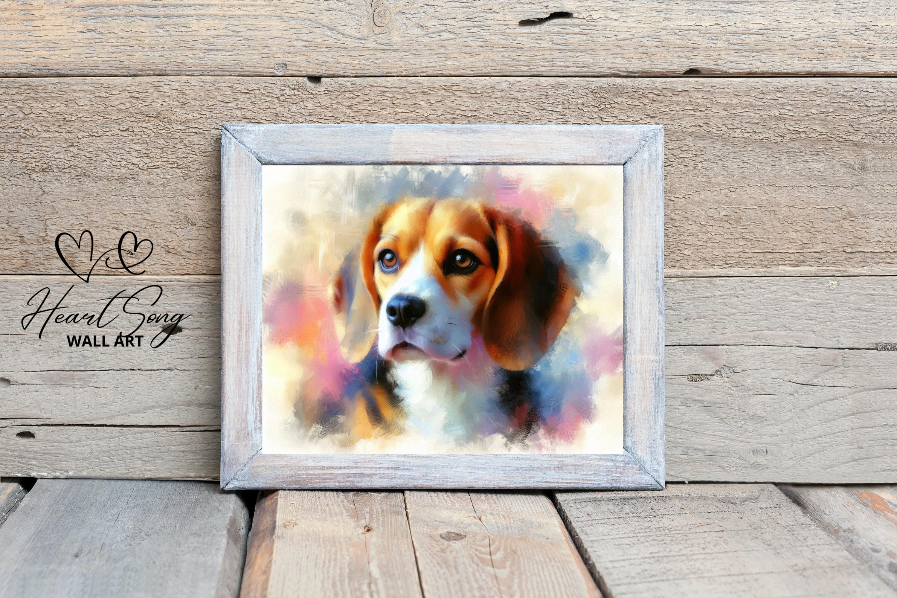 Beagle Dreamy Watercolor Painting - Soft Pastel Dog Print, Elegant Pet ...