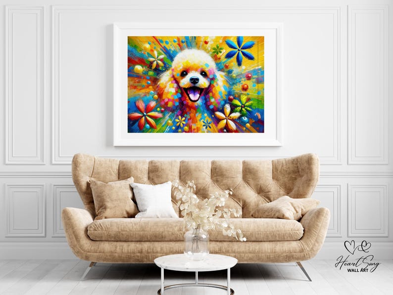 Poodle Colorful Printable Painting - Vibrant Abstract Dog Wall Art ...