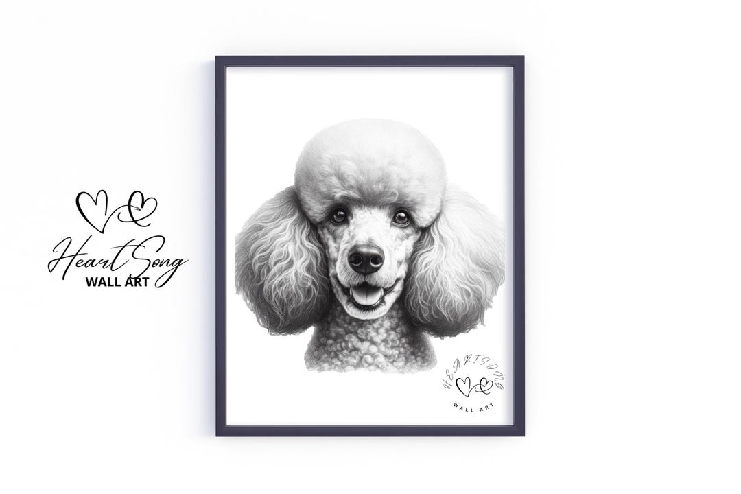 Poodle Elegant Moody Sketch – Rustic Cottagecore Dog Print, Vintage ...