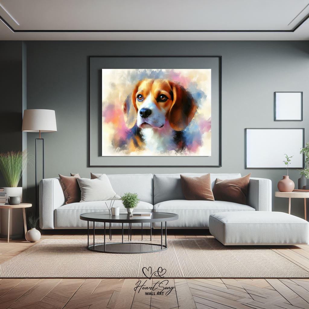 Beagle Dreamy Watercolor Painting - Soft Pastel Dog Print, Elegant Pet ...