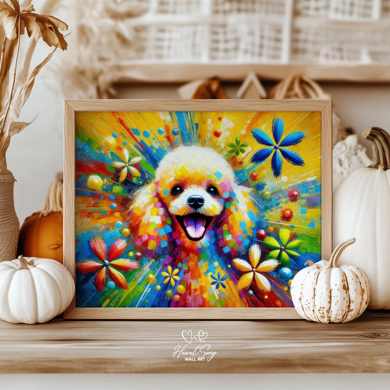 Poodle Colorful Printable Painting - Vibrant Abstract Dog Wall Art ...