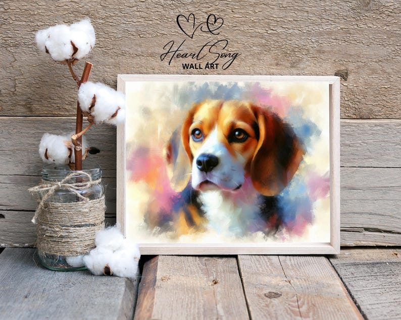 Beagle Dreamy Watercolor Painting - Soft Pastel Dog Print, Elegant Pet ...