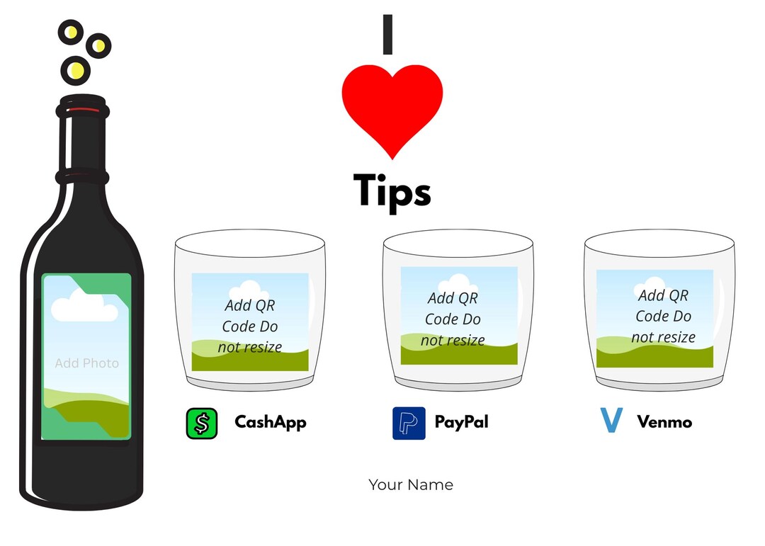 Editable QR Code Tip Sign: Cashapp, Paypal, Venmo (canva Template) - Etsy