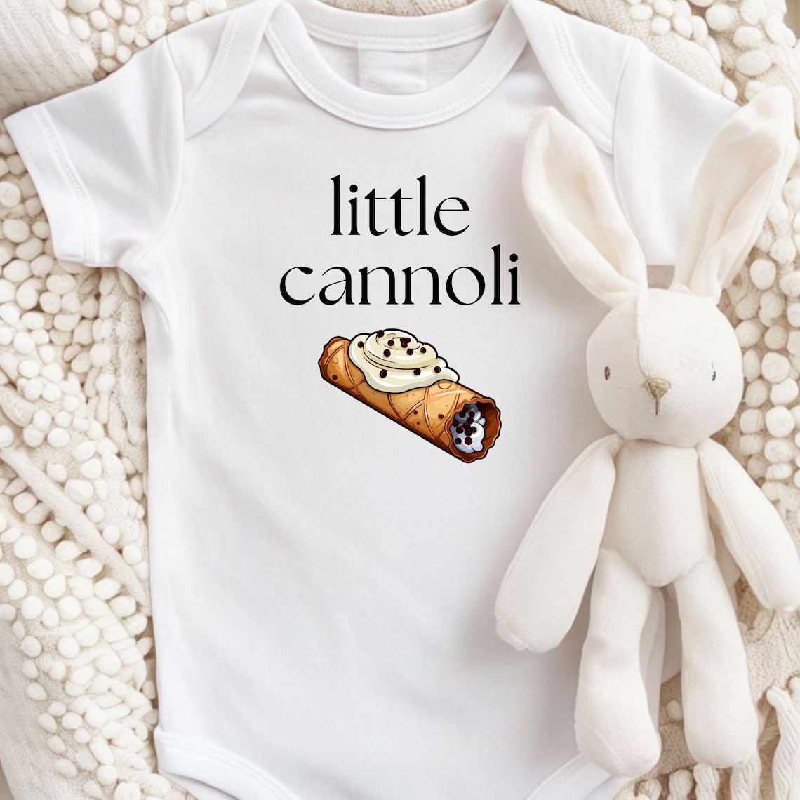 Little Cannoli Baby Onesie PNG SVG, Cute Baby Announcement, Baby Onesie ...