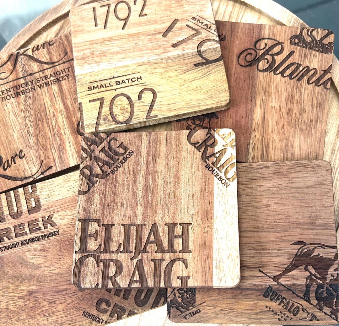Rustic Wooden Bourbon Coaster Sets - Etsy