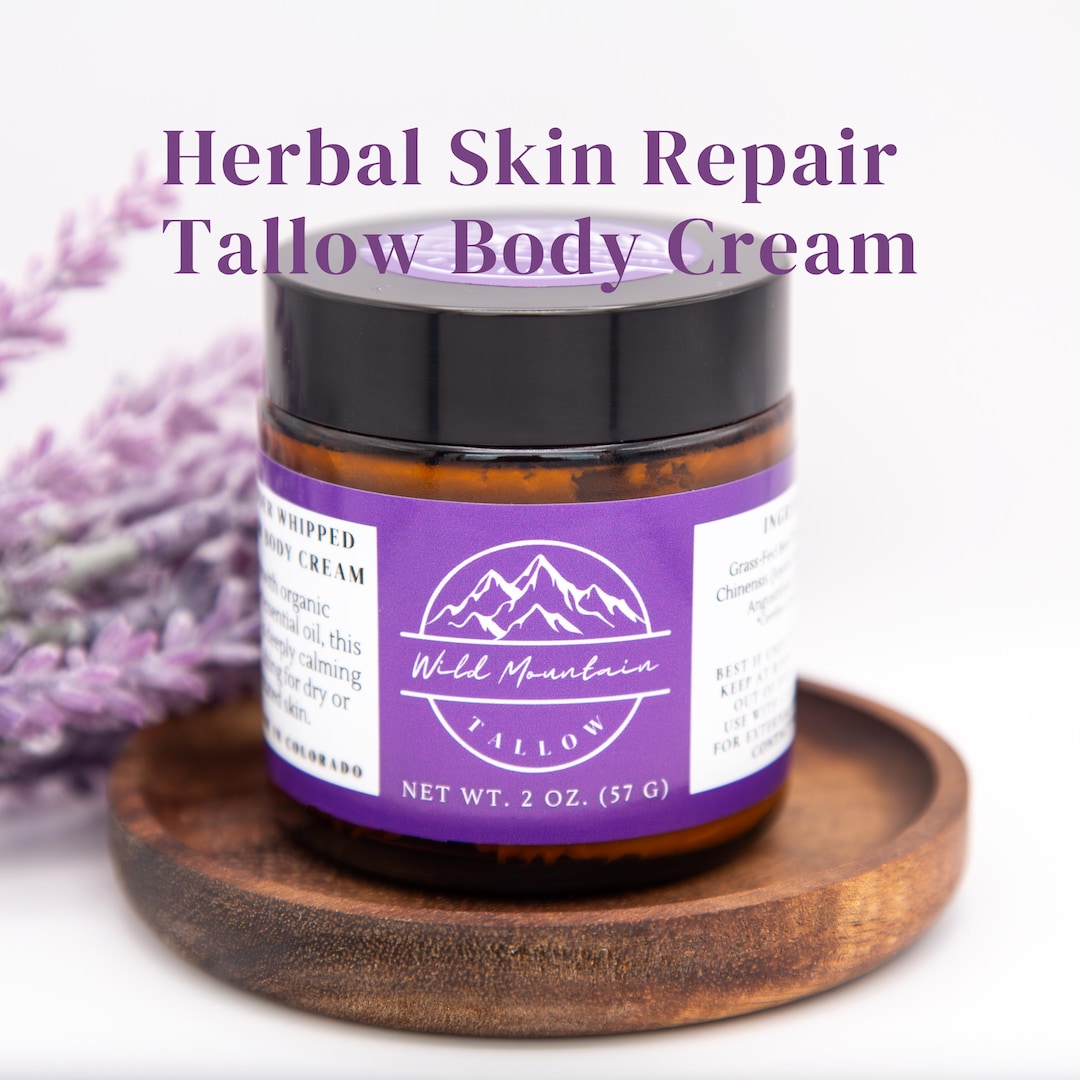 Herbal Skin Repair Whipped Tallow Body Cream — Grass-fed Tallow - Etsy
