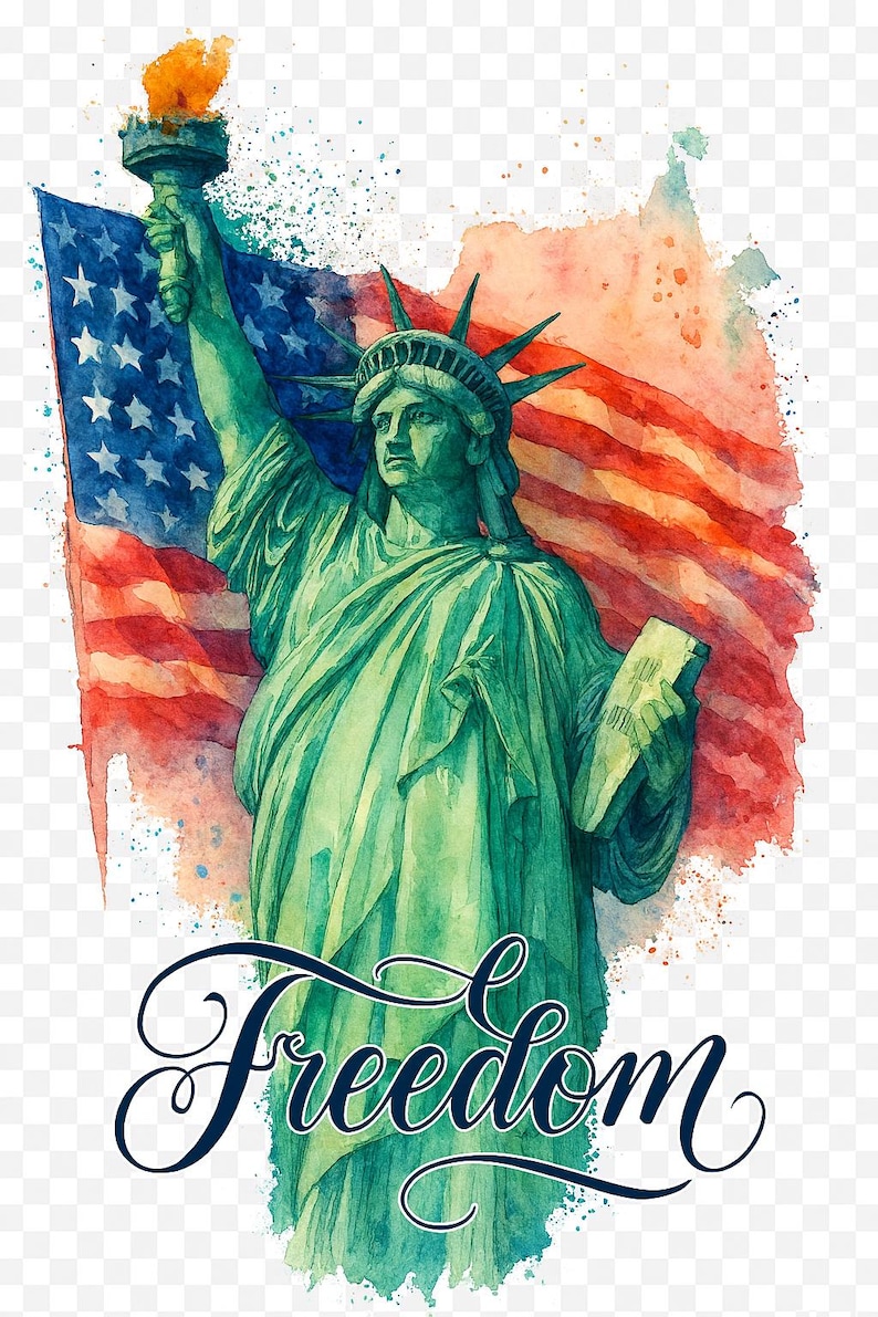 Freedom PNG | Statue of Liberty Watercolor PNG - Etsy