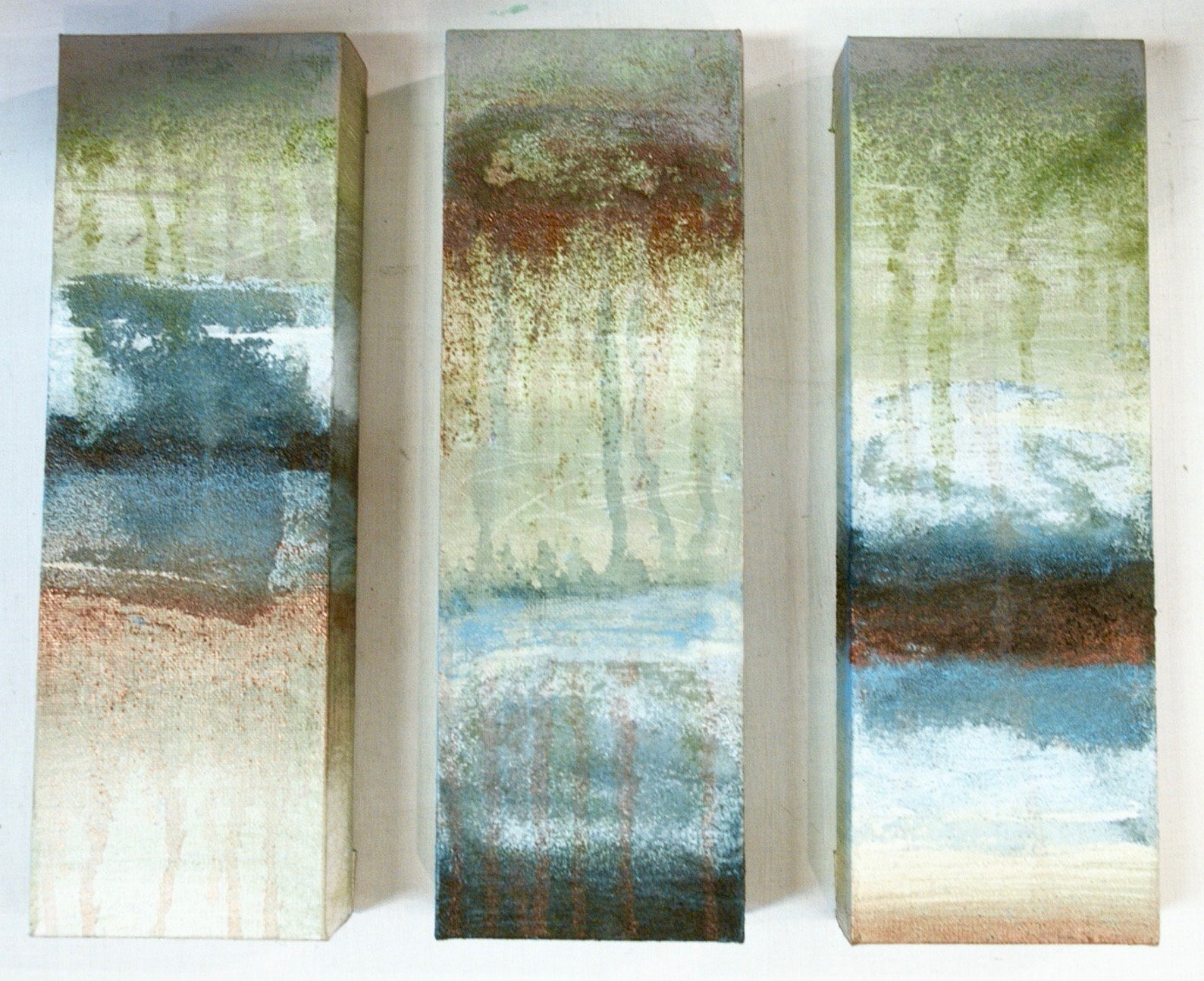 Abstract Landscape Painting "sand Storm Series A", 12"x4" Acrylic/sand ...