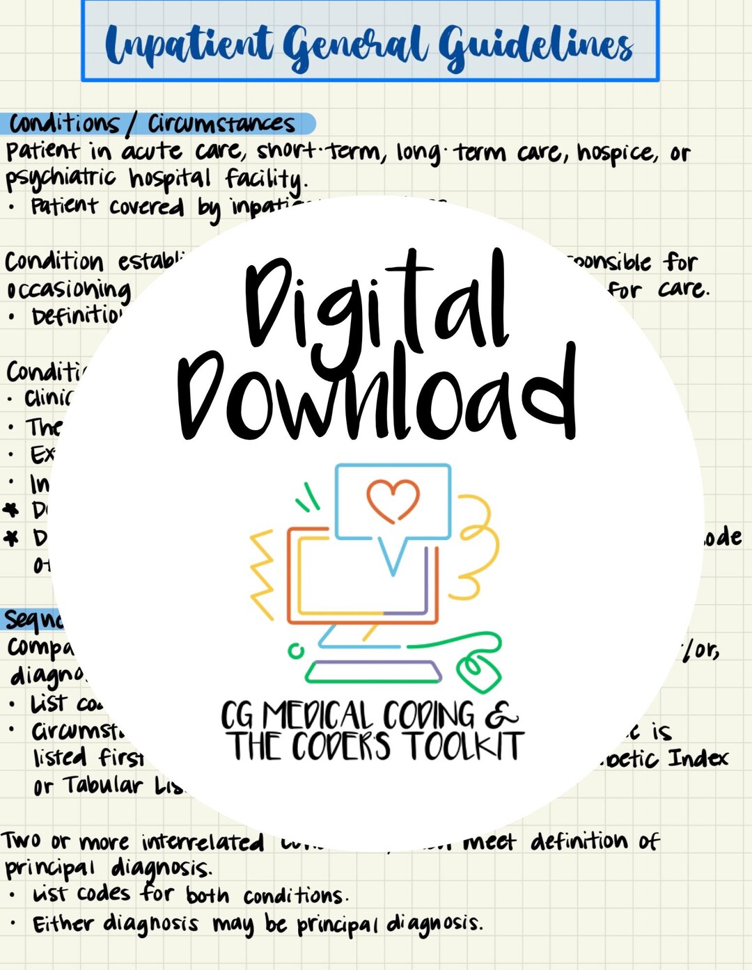 Medical Coding Inpatient Guidelines Tip Sheet - Etsy