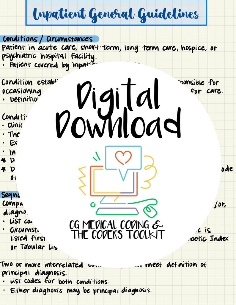 Medical Coding Inpatient Guidelines Tip Sheet - Etsy