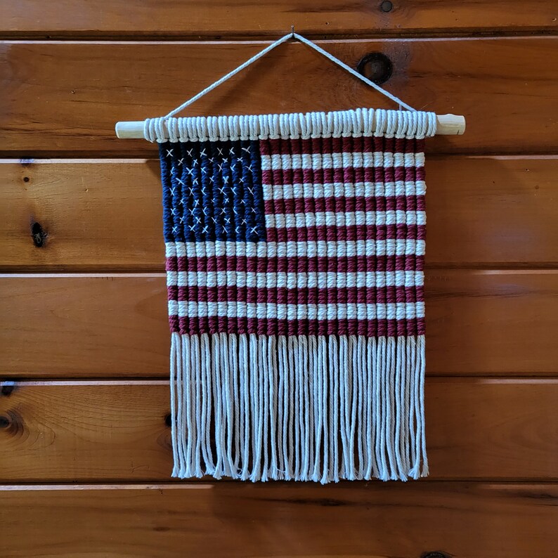 American Flag Macrame Patriotic Wall Hanging, Wall Decor - Etsy