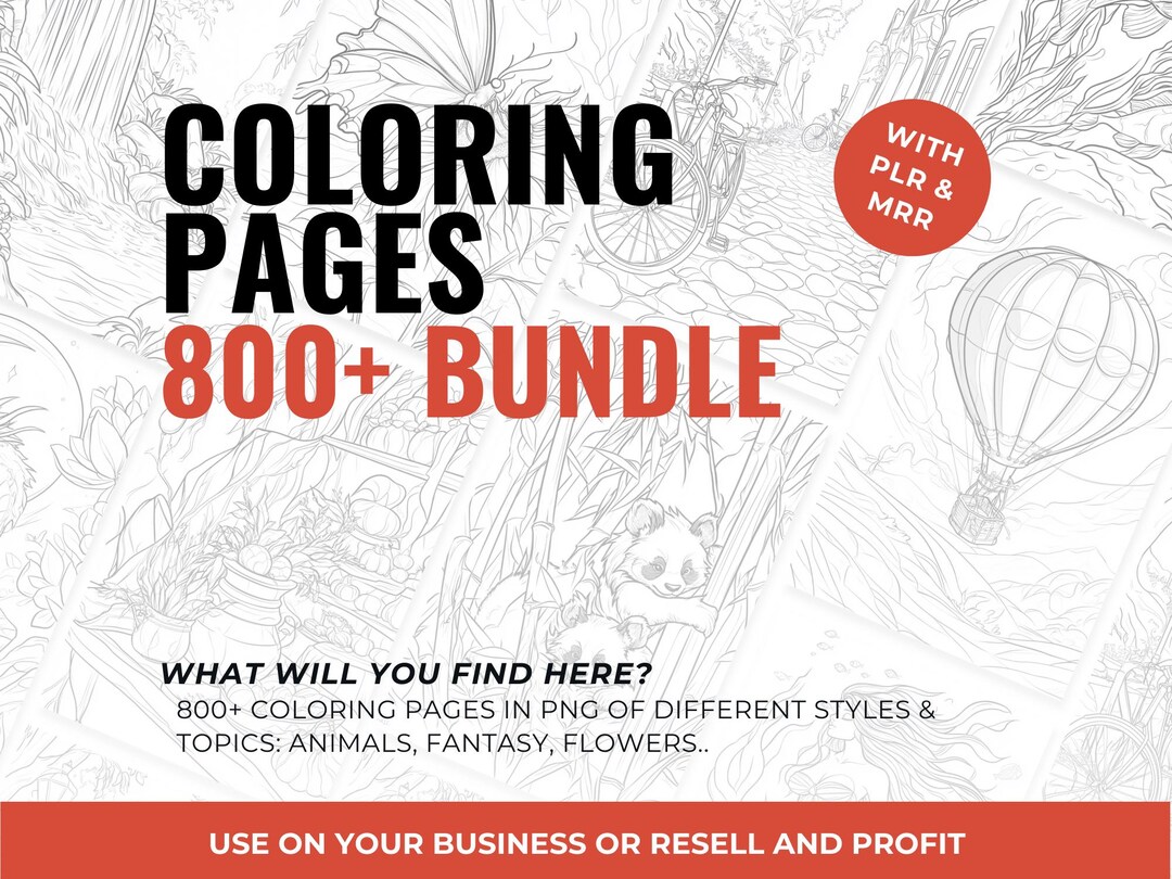 800+ Coloring Book Pages PLR | AI Line Art of Animals, Fantasy ...