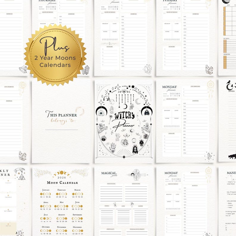 ADHD Witchy Planner Digital Download | Printable Journal | Moon Rituals ...