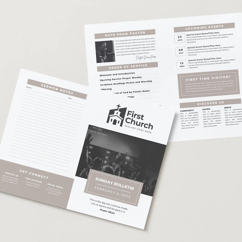 Church Bulletin Foldable - Etsy