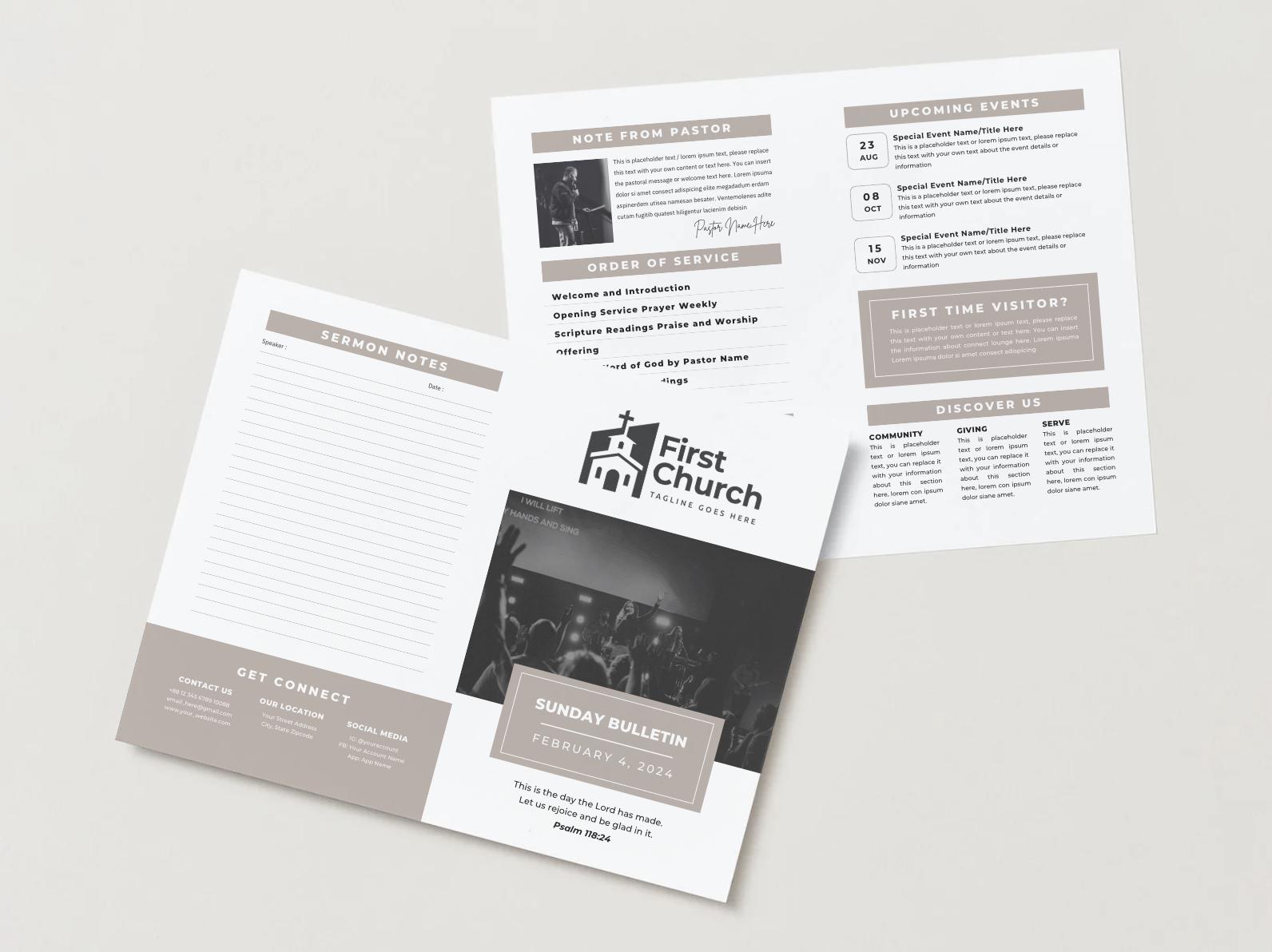 Editable Church Brochure Template | Church Graphics Canva Template ...