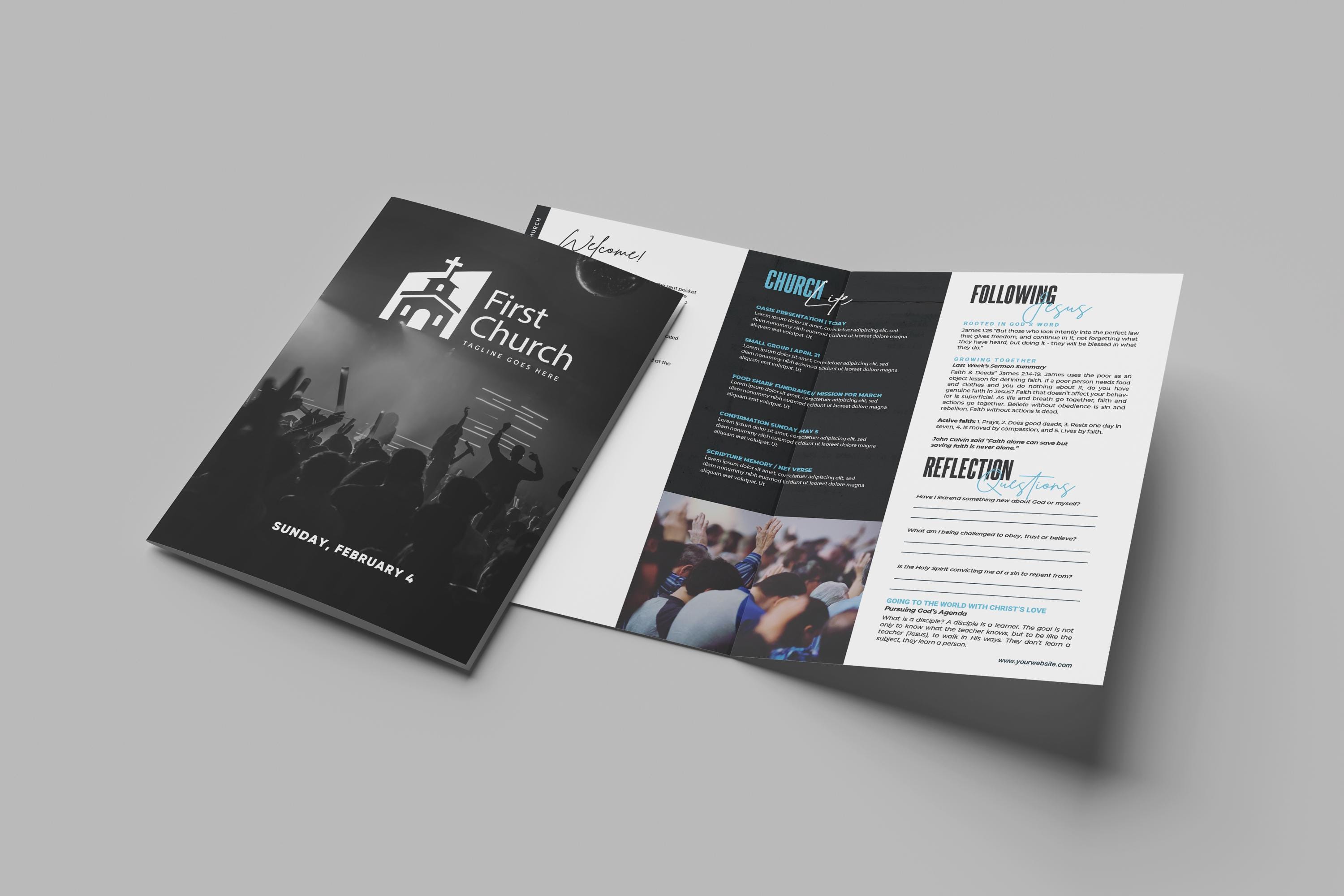 Editable Church Bulletin | Canva Church Graphics | Editable Church ...