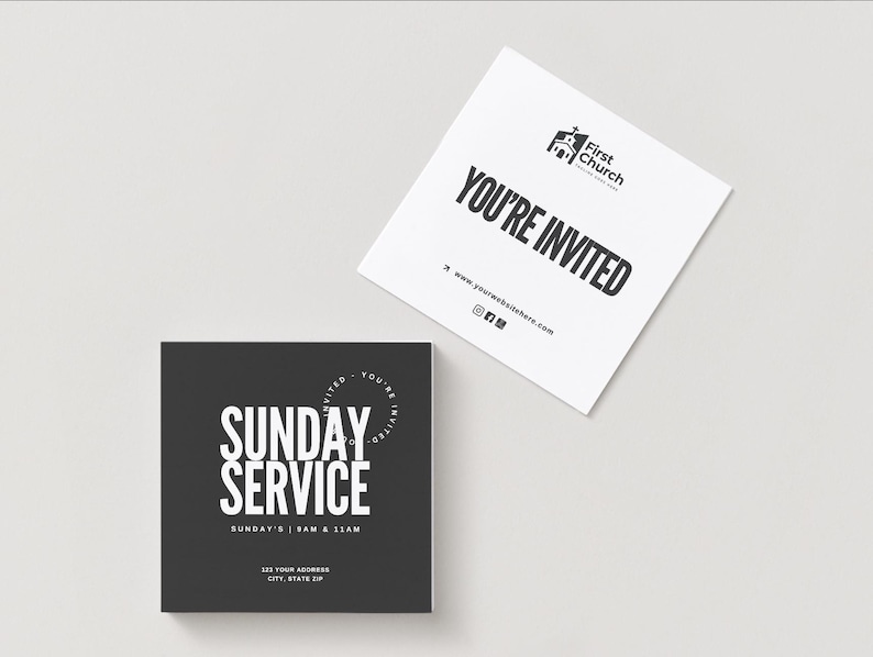 Modern Church Invitation Template: Editable Canva Card (digital ...