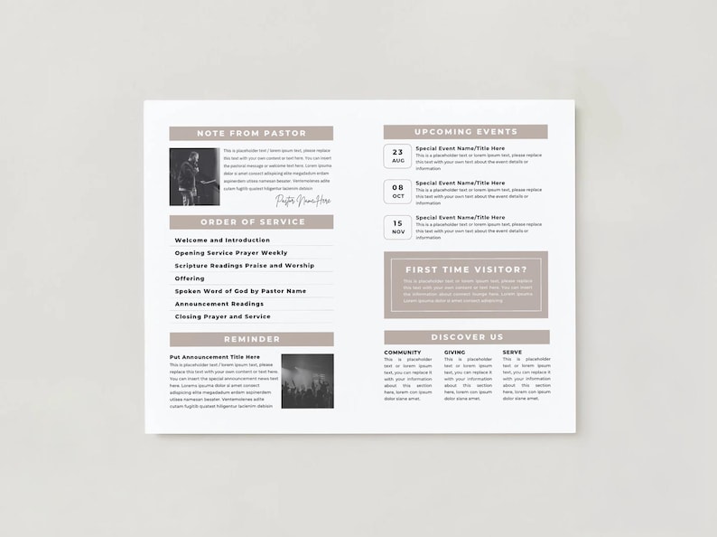 Editable Church Bulletin Template | Canva Bifold Design (digital) - Etsy