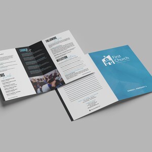 Customizable Bi-fold Church Bulletin Canva Template - Etsy