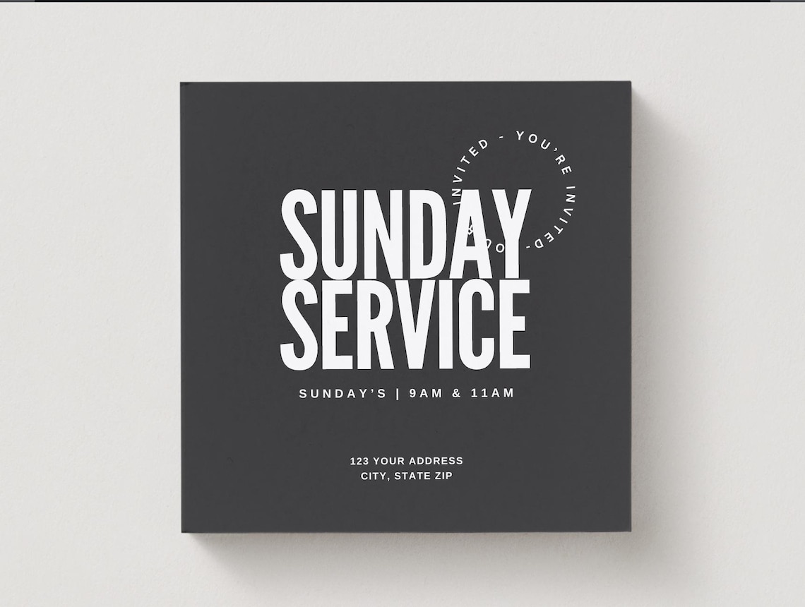 Modern Church Invitation Template: Editable Canva Card (digital ...
