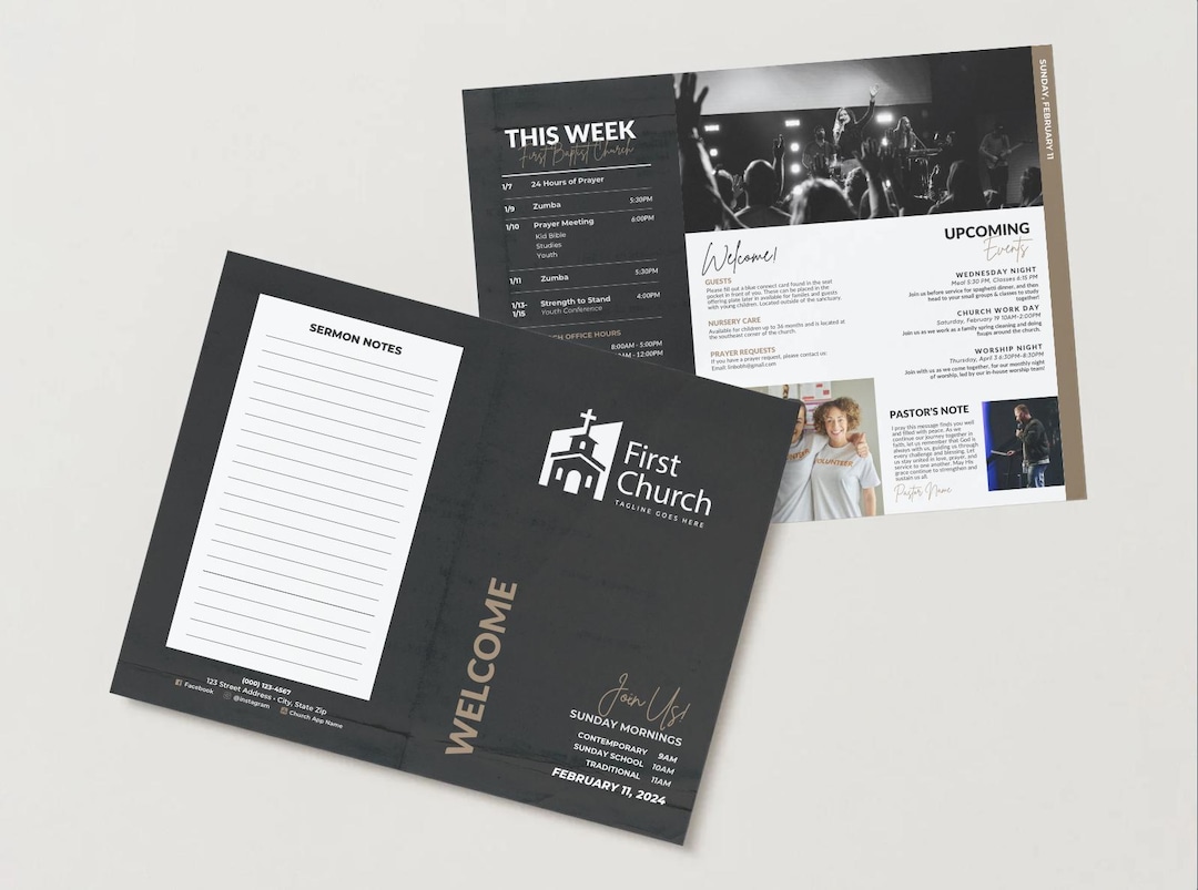 Church Bulletin Template | Bifold Canva Design - Etsy