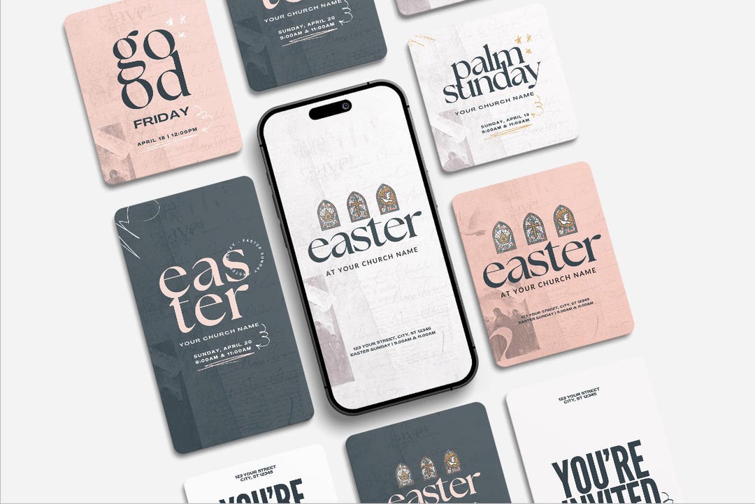 Canva Easter Social Media Pack | Church Canva Templates, Easter Social ...