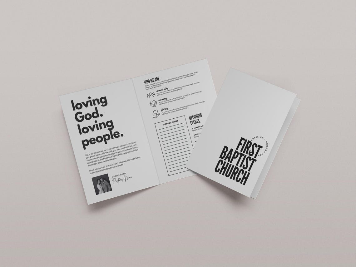 Printable Church Bulletin Template | Bifold Canva Layout (digital ...