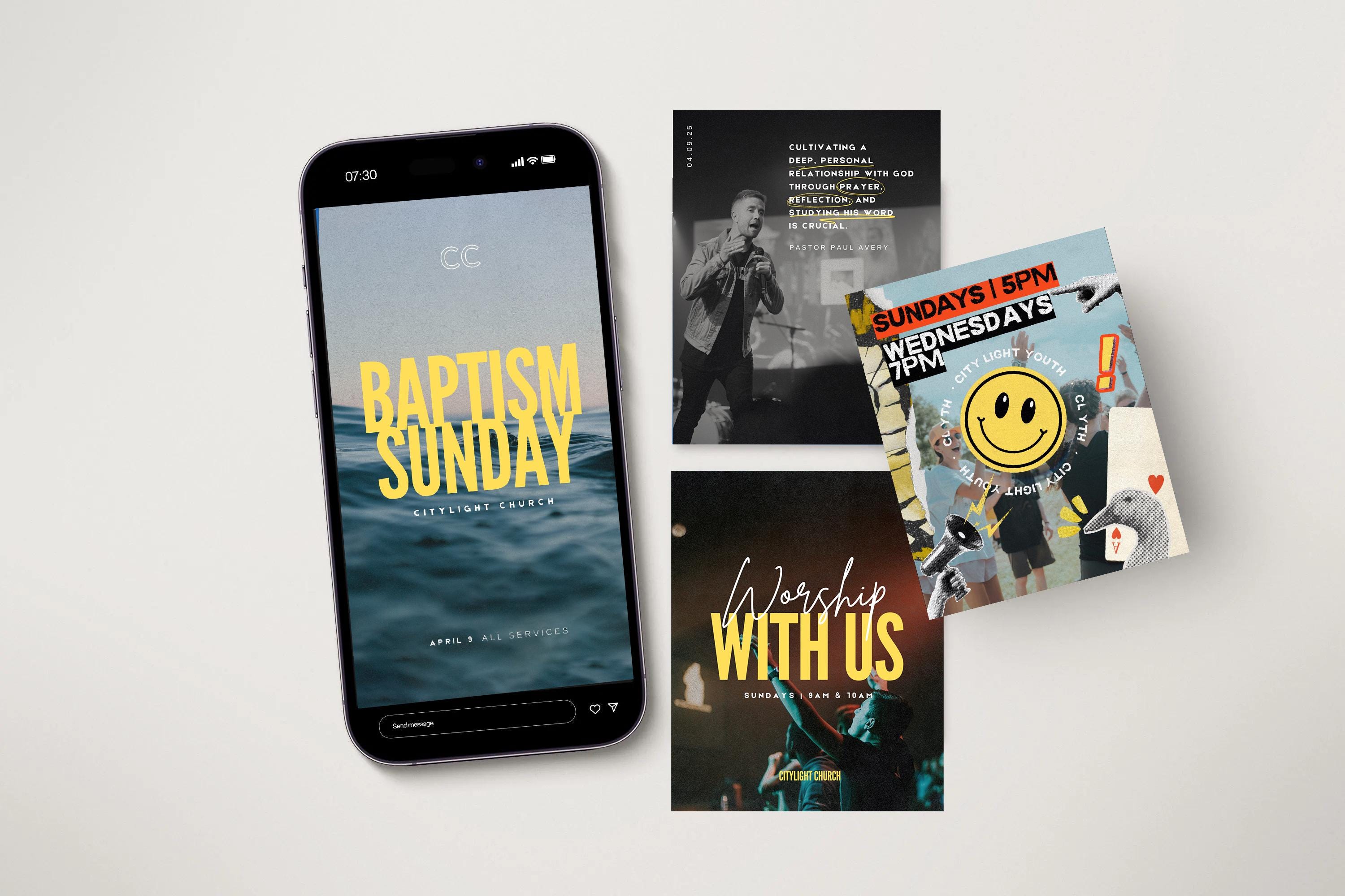 Editable Church Social Media Pack: Canva Templates for Church Invites ...