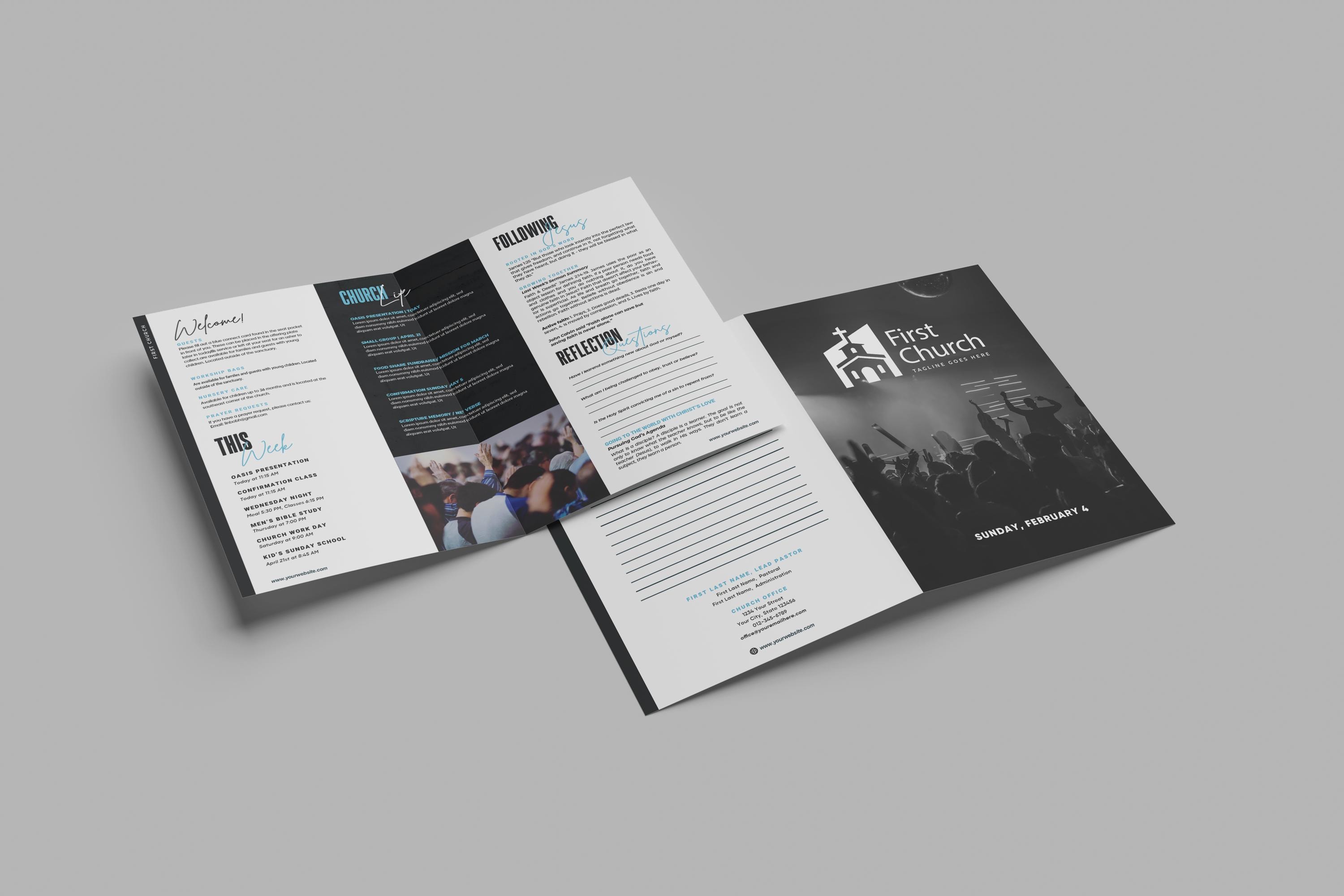 Customizable Bi-fold Church Bulletin Canva Template - Etsy