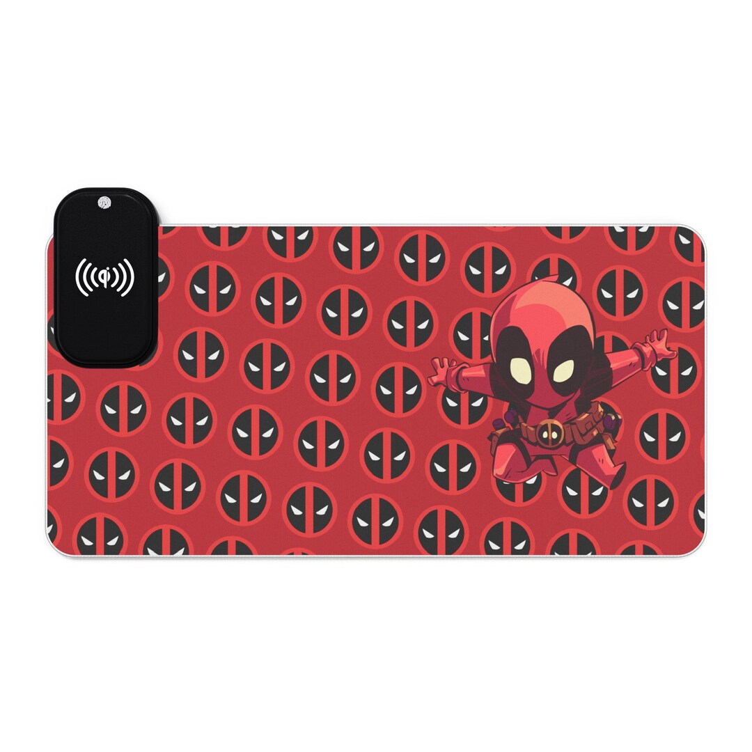 Chibi Red Deadpool LED Gaming Mouse Pad | Wireless Charging Desk Mat - Etsy