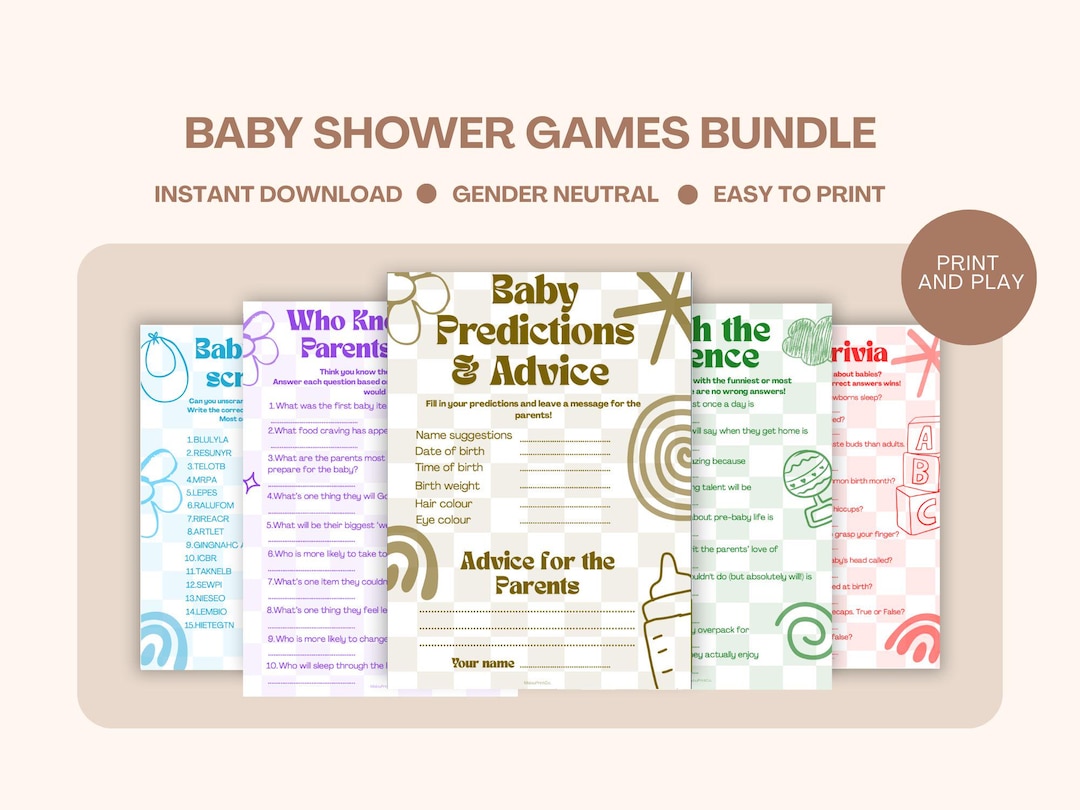 Baby Shower Games Bundle Printable (instant Download) - Etsy