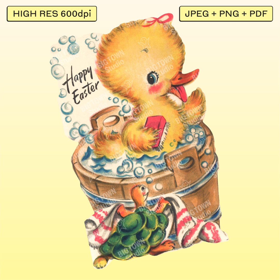 Chick Easter Cards Printable, Vintage Clipart, Digital Download Card ...