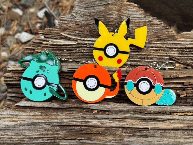 Pokeball Starters Inspired Pokemon Backpack Tag | Keychain | Pokemon ...
