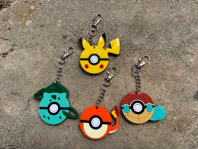 Pokeball Starters Inspired Pokemon Backpack Tag | Keychain | Pokemon ...