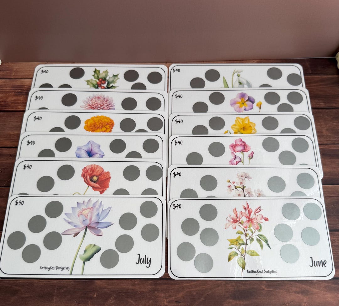 Birth Month Flowers Scratch off | Savings Challenge - Etsy