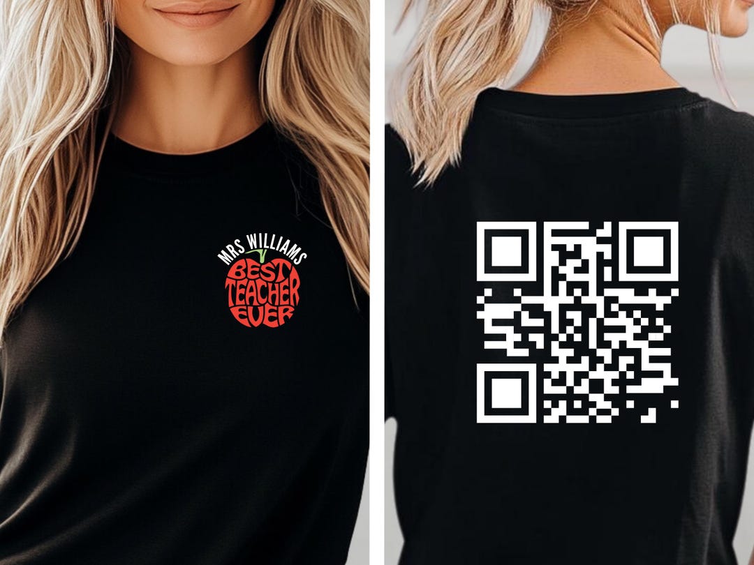 Personalized Teacher Shirt QR Code Message, Custom Teacher Gift ...