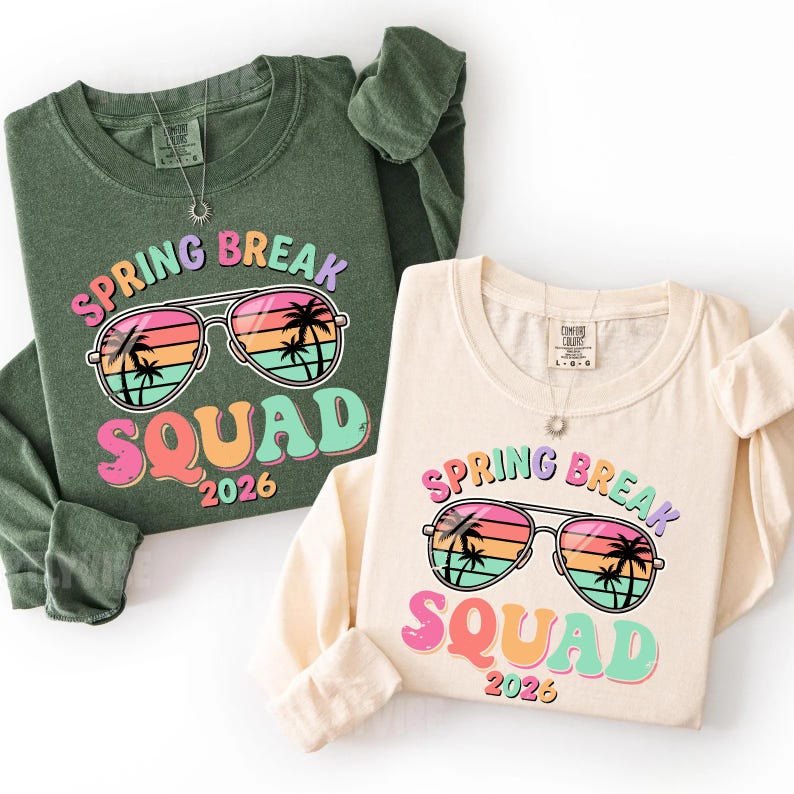 Spring Break Squad 2026 PNG, Retro Sunglasses Beach Design, Vacation ...