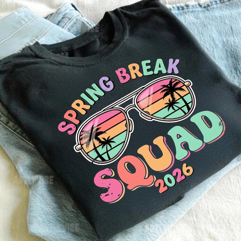 Spring Break Squad 2026 PNG, Retro Sunglasses Beach Design, Vacation ...