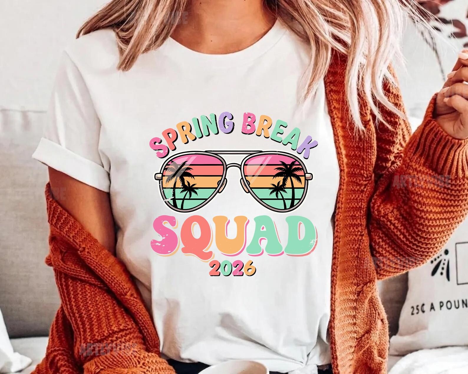 Spring Break Squad 2026 PNG, Retro Sunglasses Beach Design, Vacation ...
