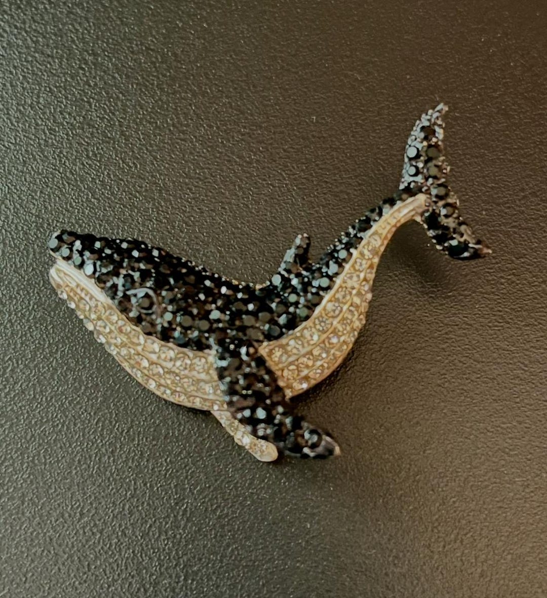 Midnight Glide – Whale Brooch, Black Crystal Ocean Pin, Nautical Lapel ...