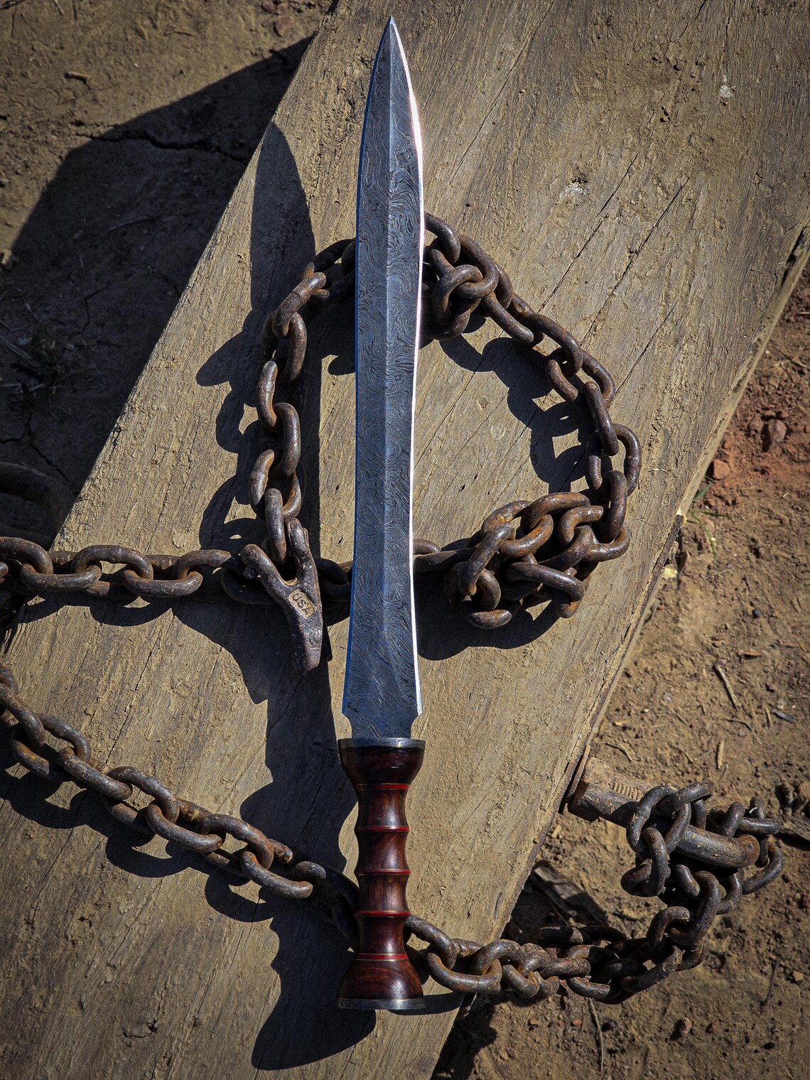 Hand-forged Damascus Roman Gladius Sword – Authentic Design With Wooden ...