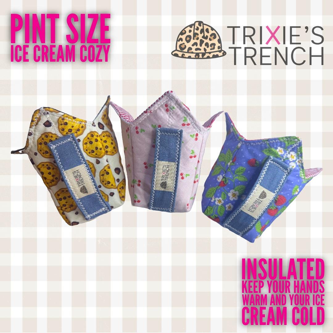 Handmade | Pint Size Ice Cream Cozy | Multiple Print Selections - Etsy